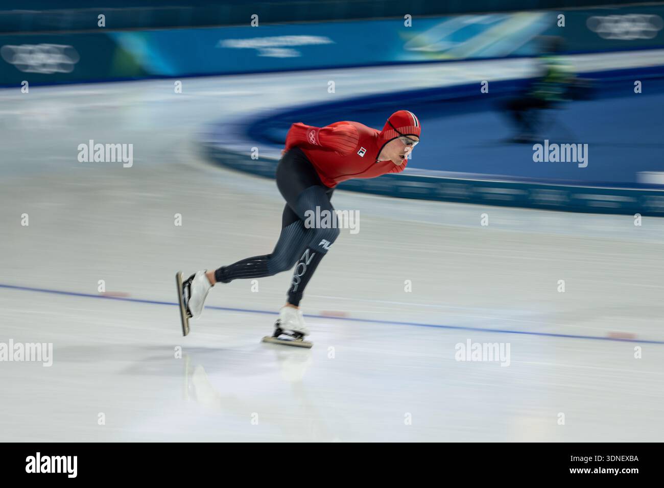 Sigurd Henriksen (2-O) of Norway competes during the Men’s 5000m Speed ...