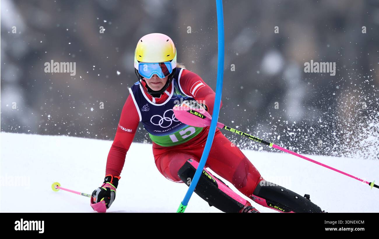 Austria's Lisa Hoerhager speeds down the course during an alpine ski ...