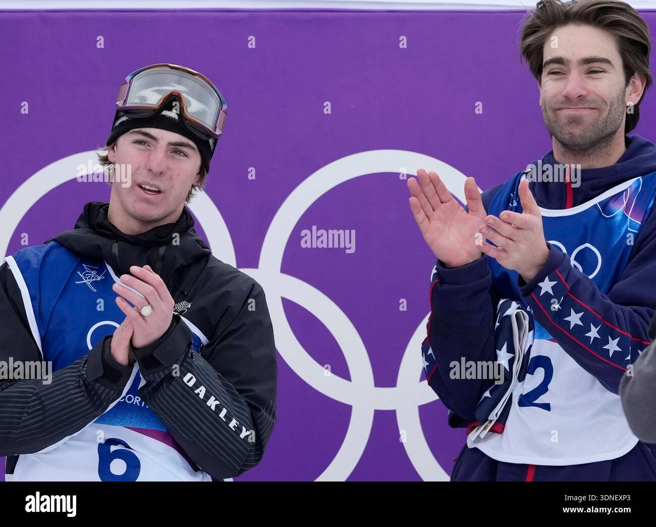 Silver medalist Alex Hall of the USA (R) and bronze medalist Luca ...