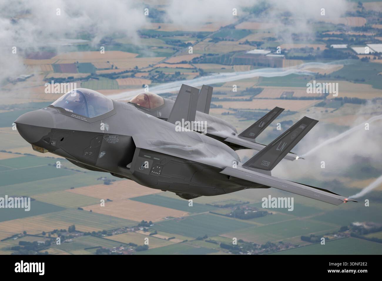 Two U.S. Air Force Lockheed Martin F-35A Lightning II aircraft fly in ...