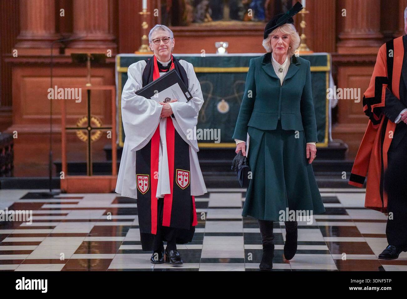 Britain's Queen Camilla, with the Reverend Canon Dr Alison Joyce ...