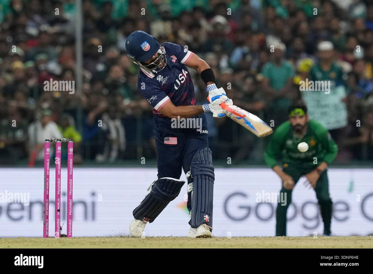 United States' Shayan Jahangir plays a shot during the T20 World Cup ...