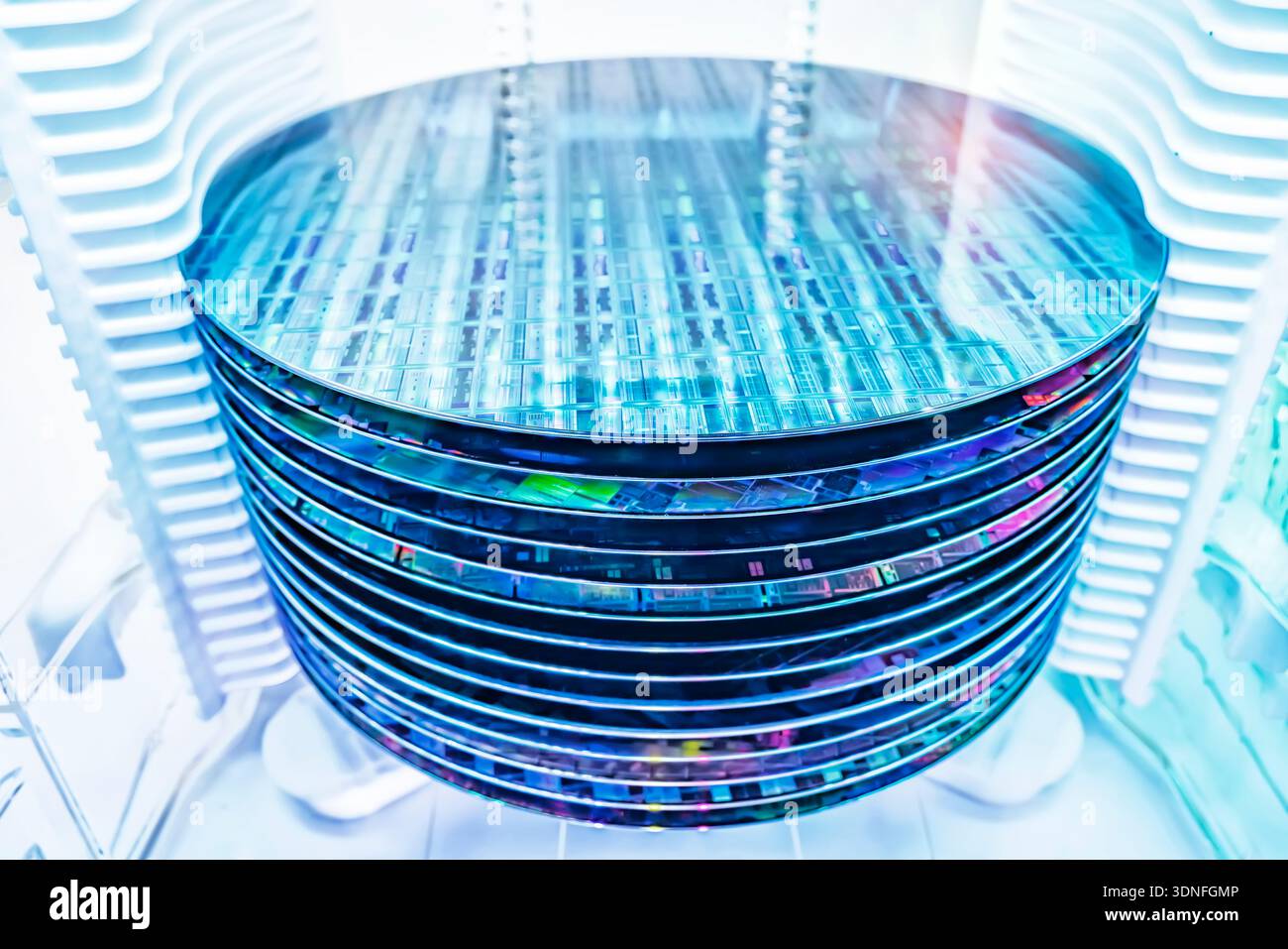 patterned silicon wafers in a universal pod. Electronic circuit designs ...