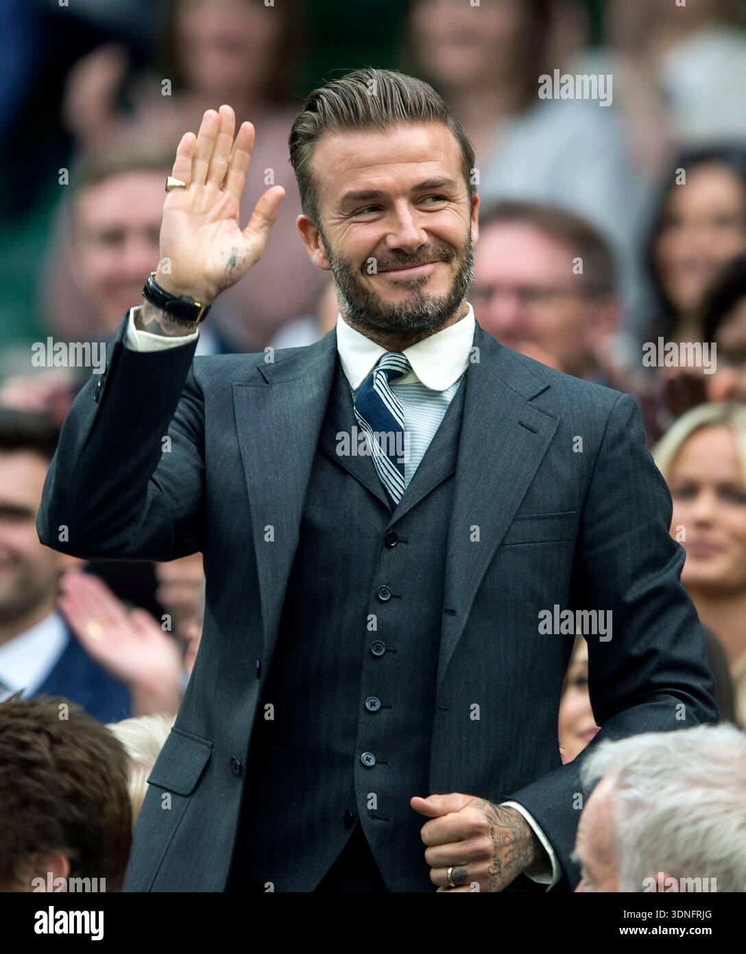 02/07/2016. Wimbledon 2016, Centre Court, David Beckham pictured in the ...