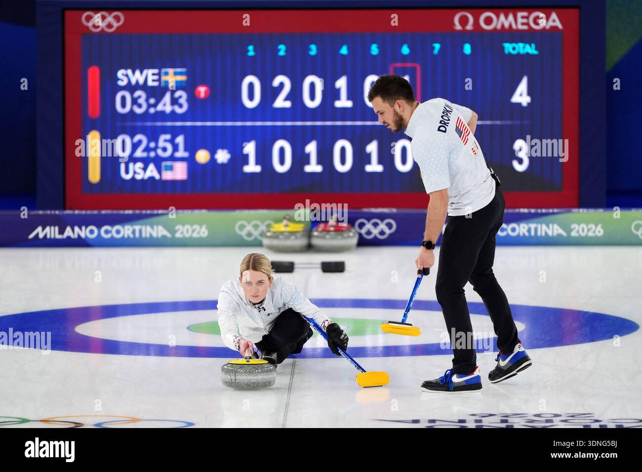 USA's Cory Thiesse and Korey Dropkin during the Curling Mixed Doubles ...