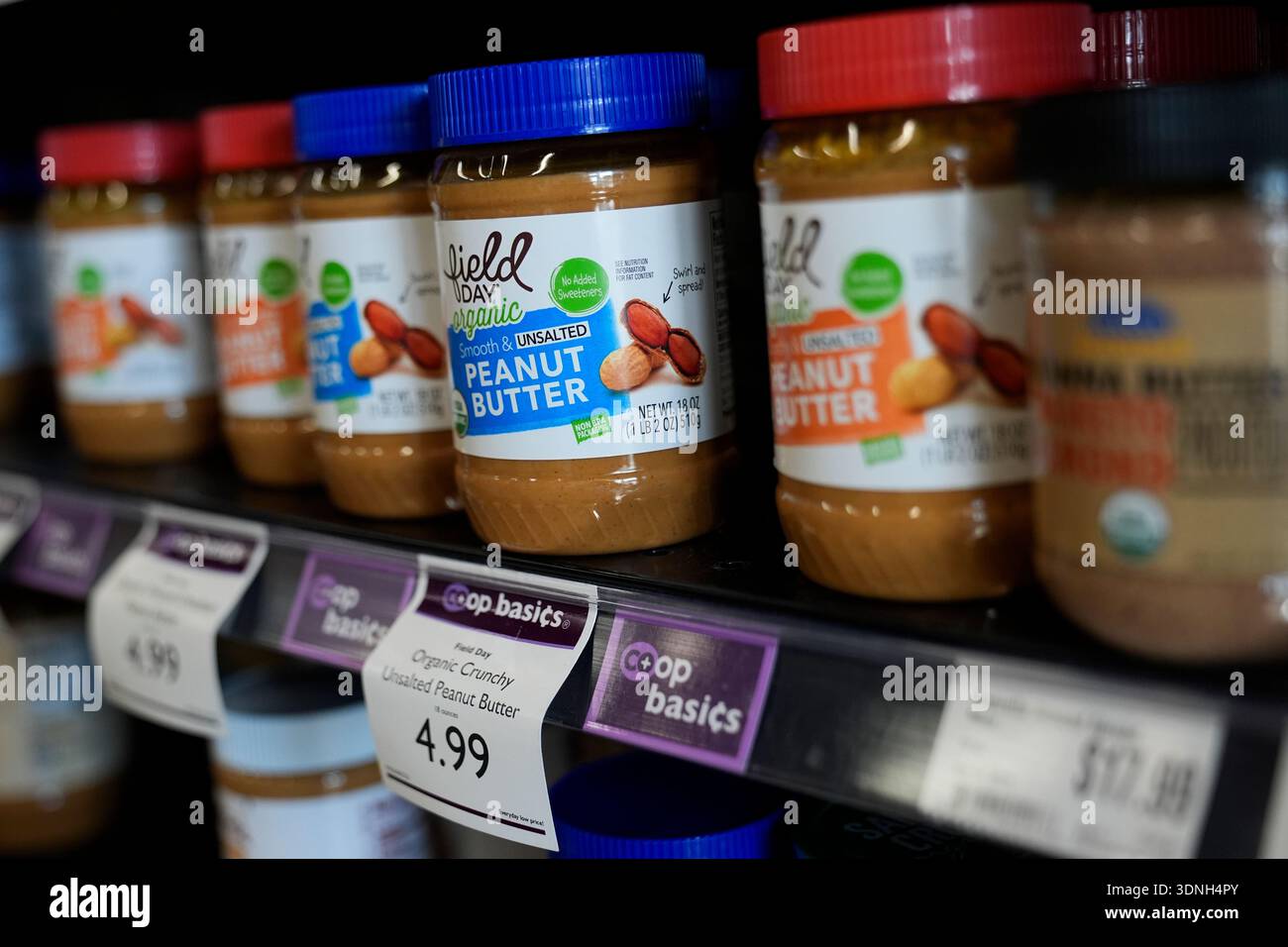 Peanut butter is for sale at a grocery store Tuesday, Feb. 10, 2026, in ...