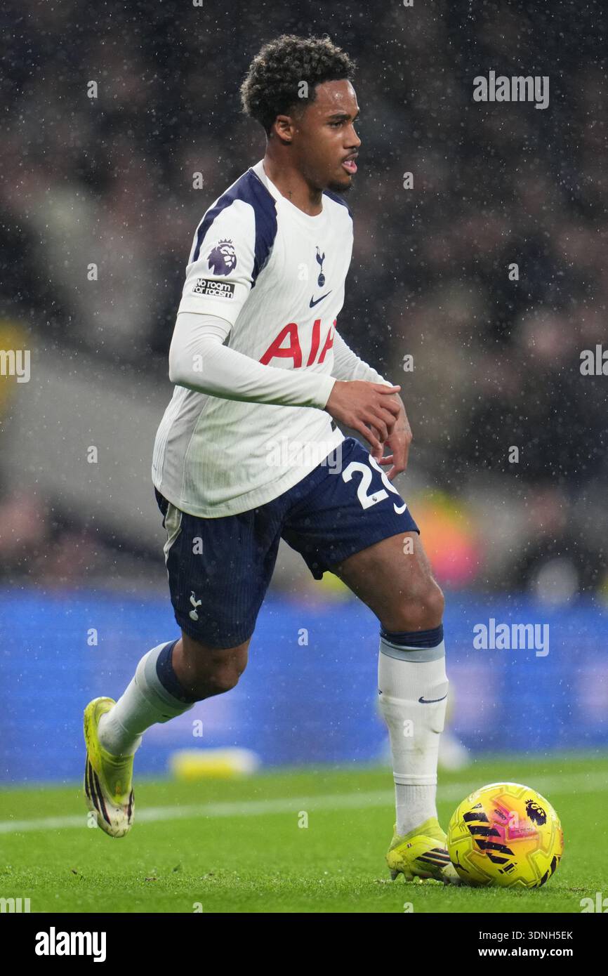 Wilson Odobert of Tottenham Hotspur with the ball during the Premier ...