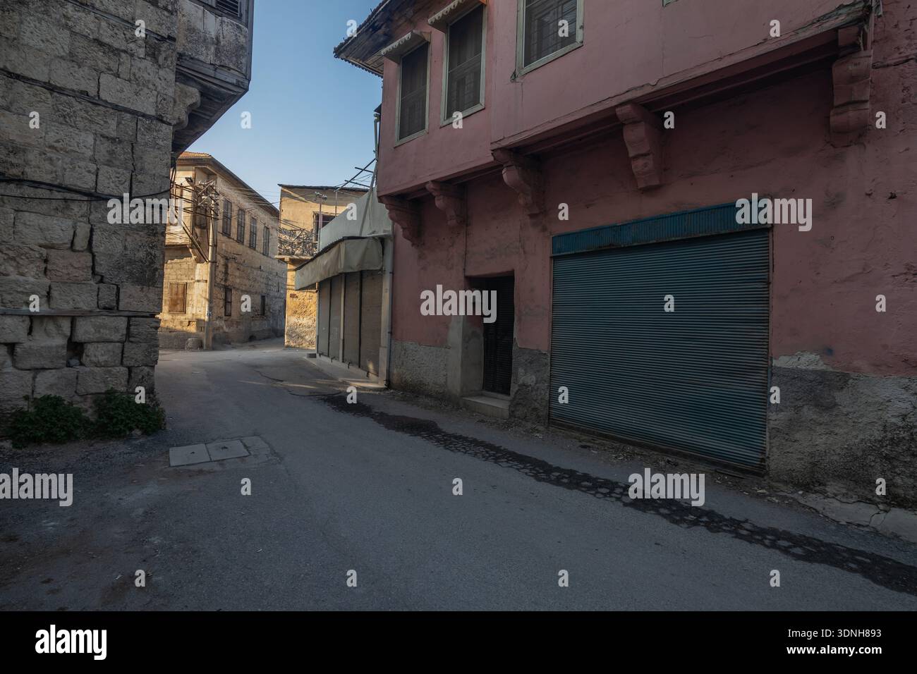 Traditional stone houses and narrow historic streets in the old town of ...