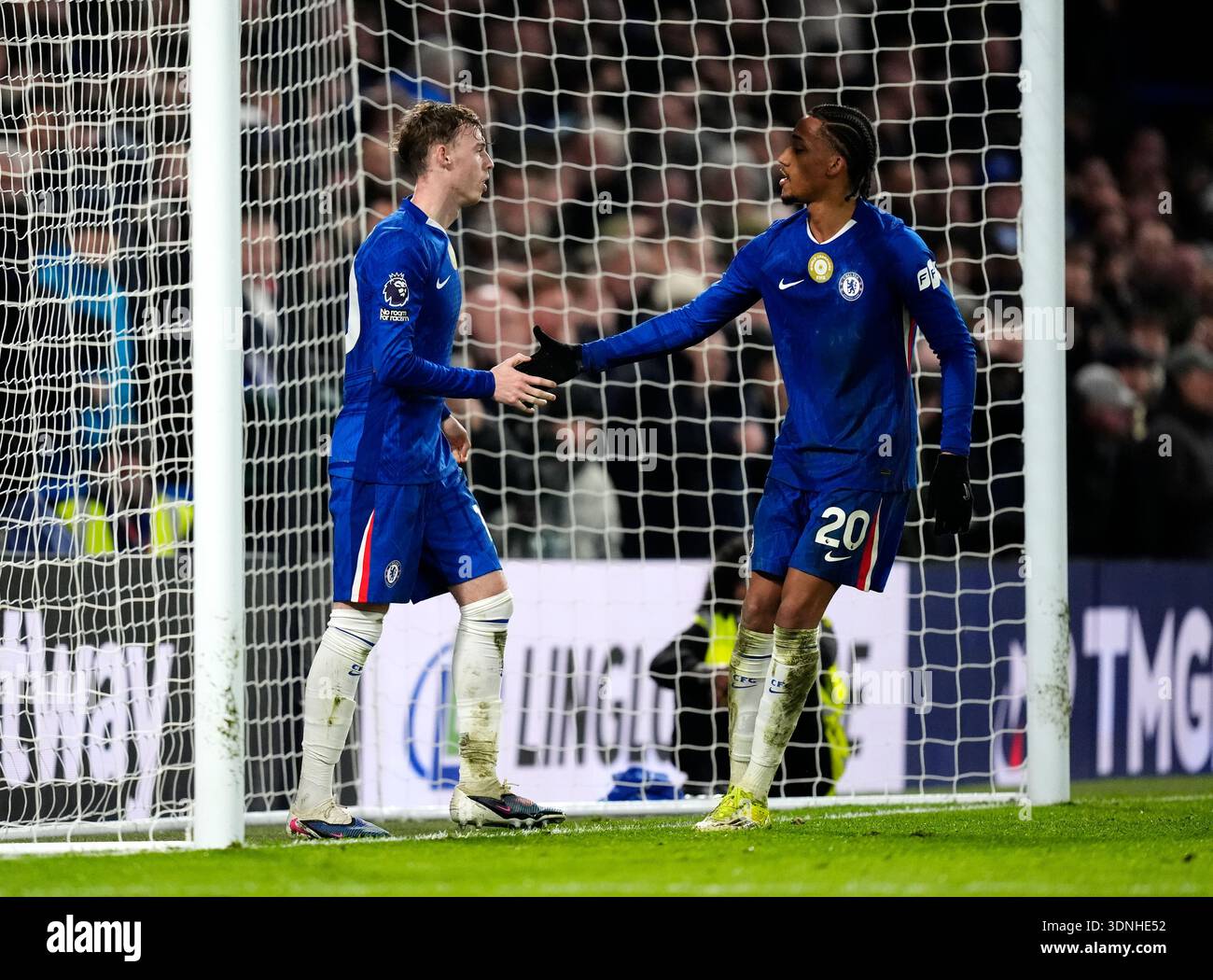 Chelsea's Cole Palmer (left) reacts to a missed chance during the ...