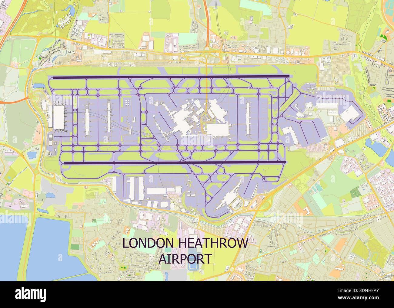 This is a detailed map of London Heathrow Airport, one of the busiest ...