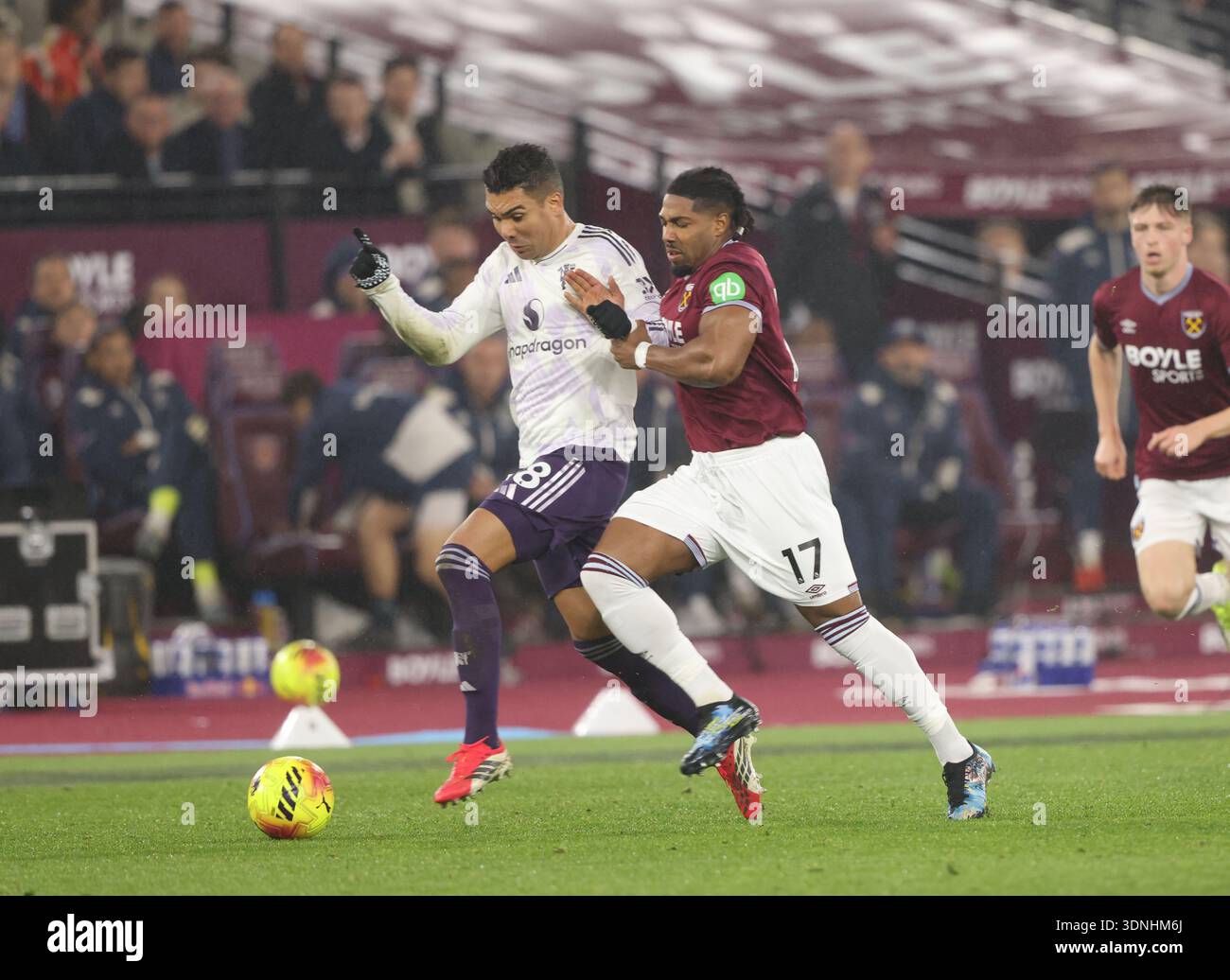Casemiro (MU) Adama Traore (WHU) at the West Ham United v Manchester ...