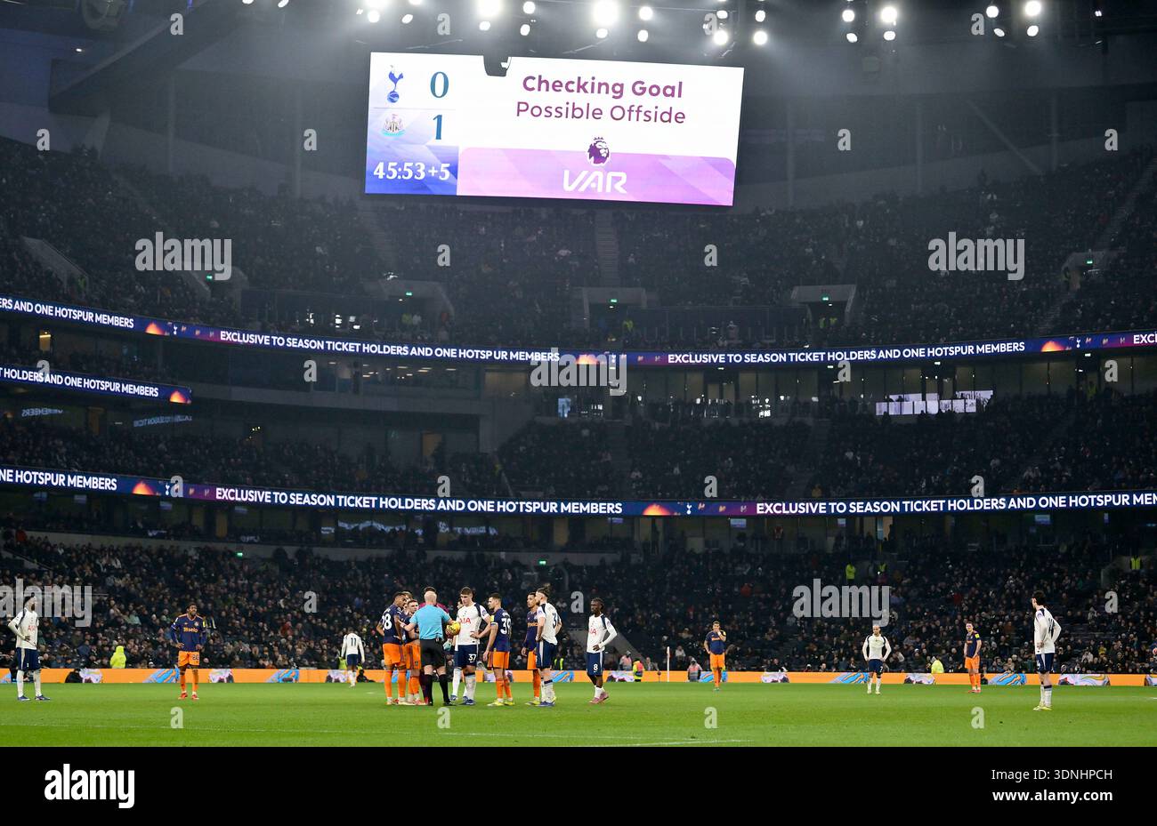 London UK 10th February 2026. The VAR screen checking possible offside ...