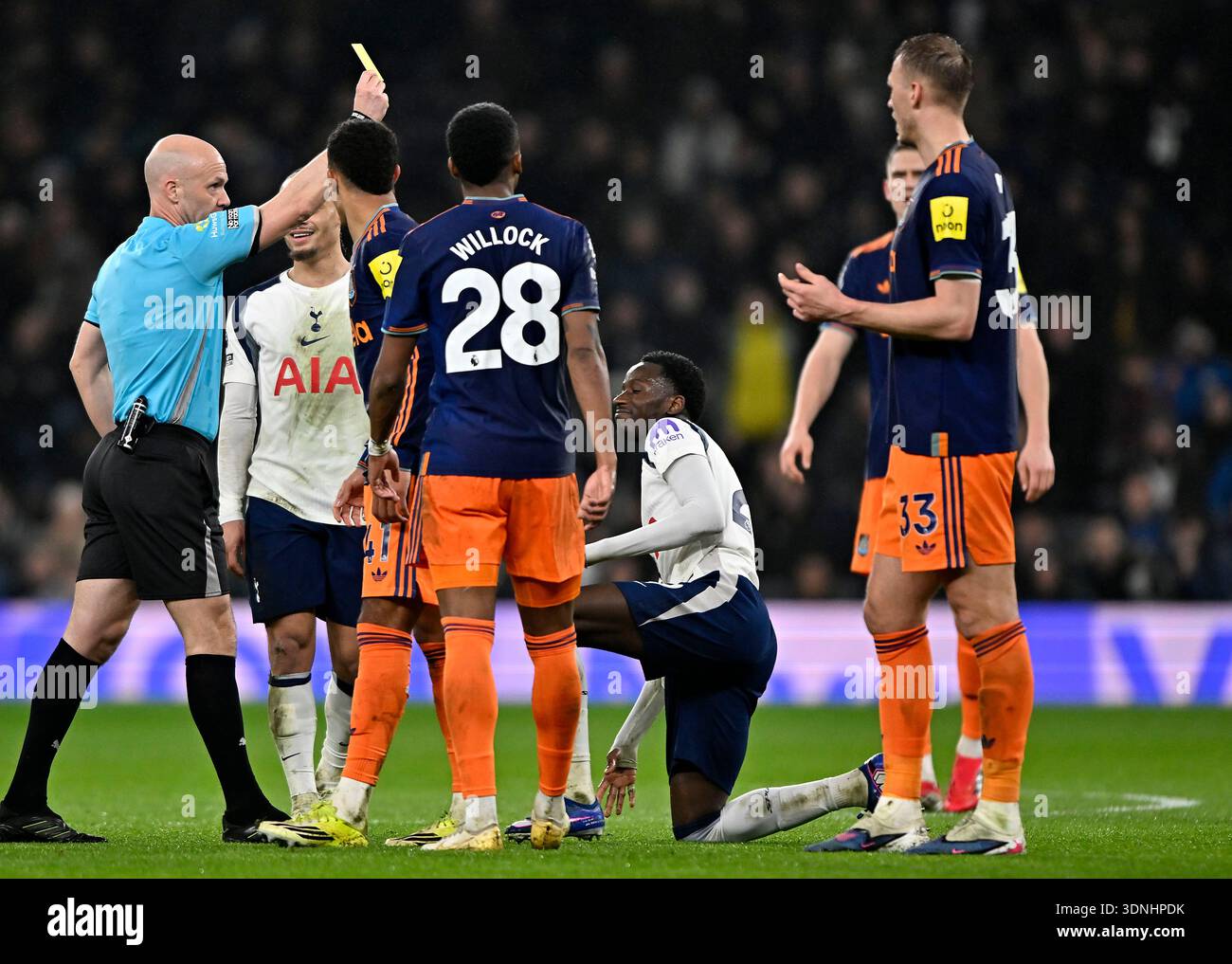 London, UK. 10th Feb, 2026. Anthony Taylor (Referee) shows the yellow ...