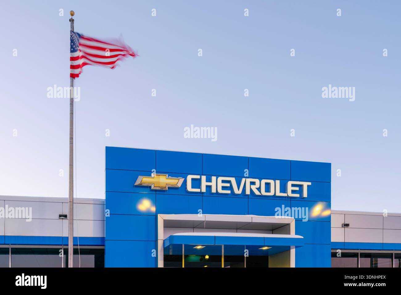 Yorkville, NY - Feb 1, 2026: LeadCar Chevrolet storefront, an ...