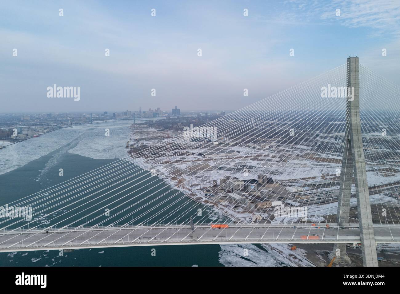 Construction continues on the Gordie Howe International Bridge, in ...