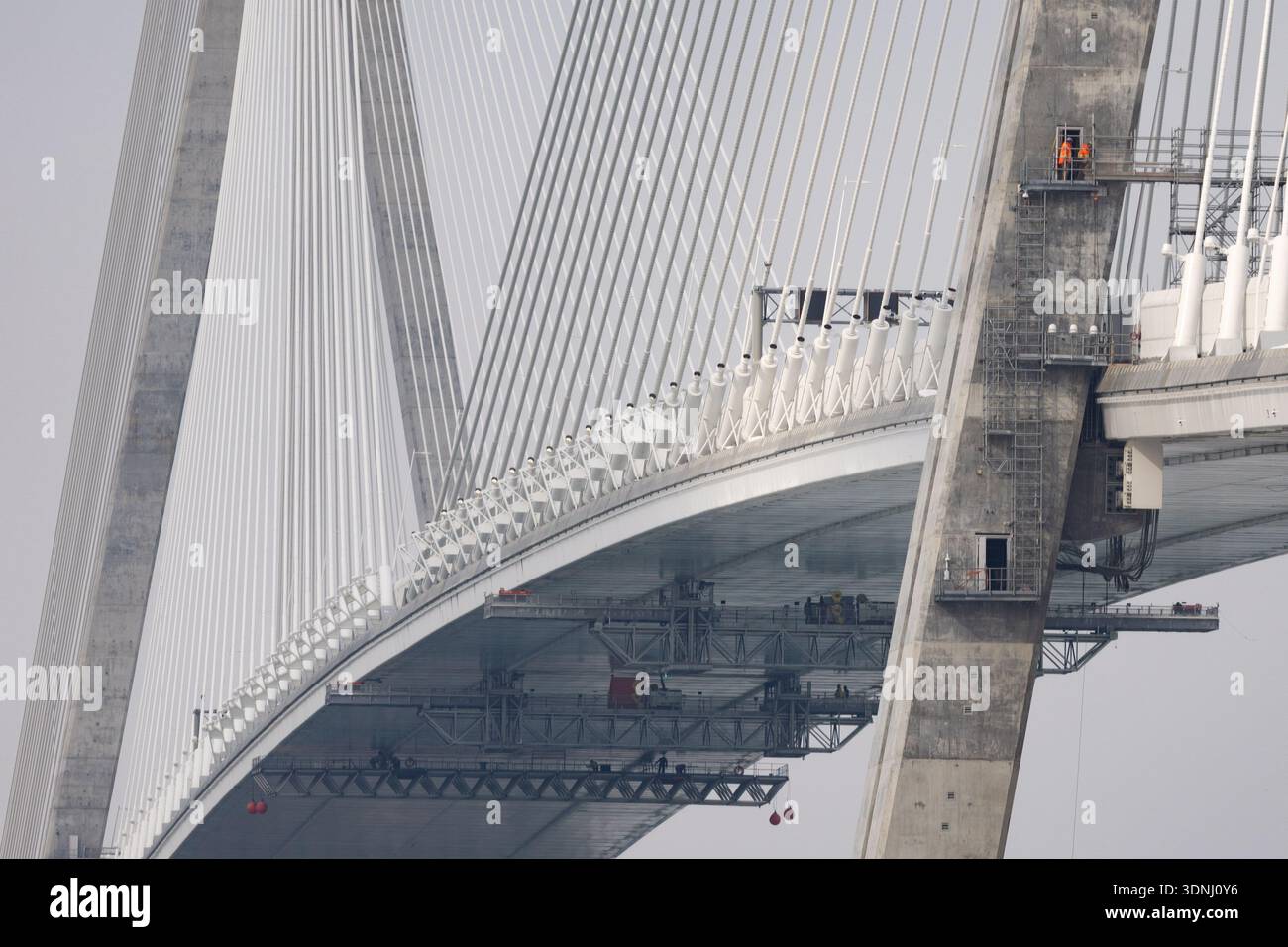 Construction continues on the Gordie Howe International Bridge, in ...