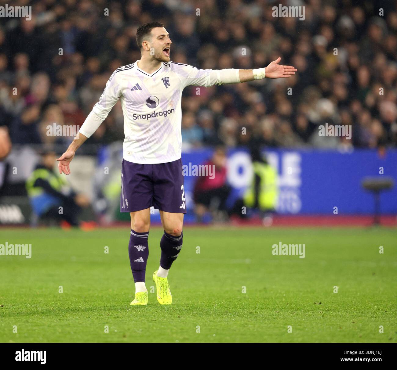 Diogo Dalot (MU) at the West Ham United v Manchester United EPL match ...