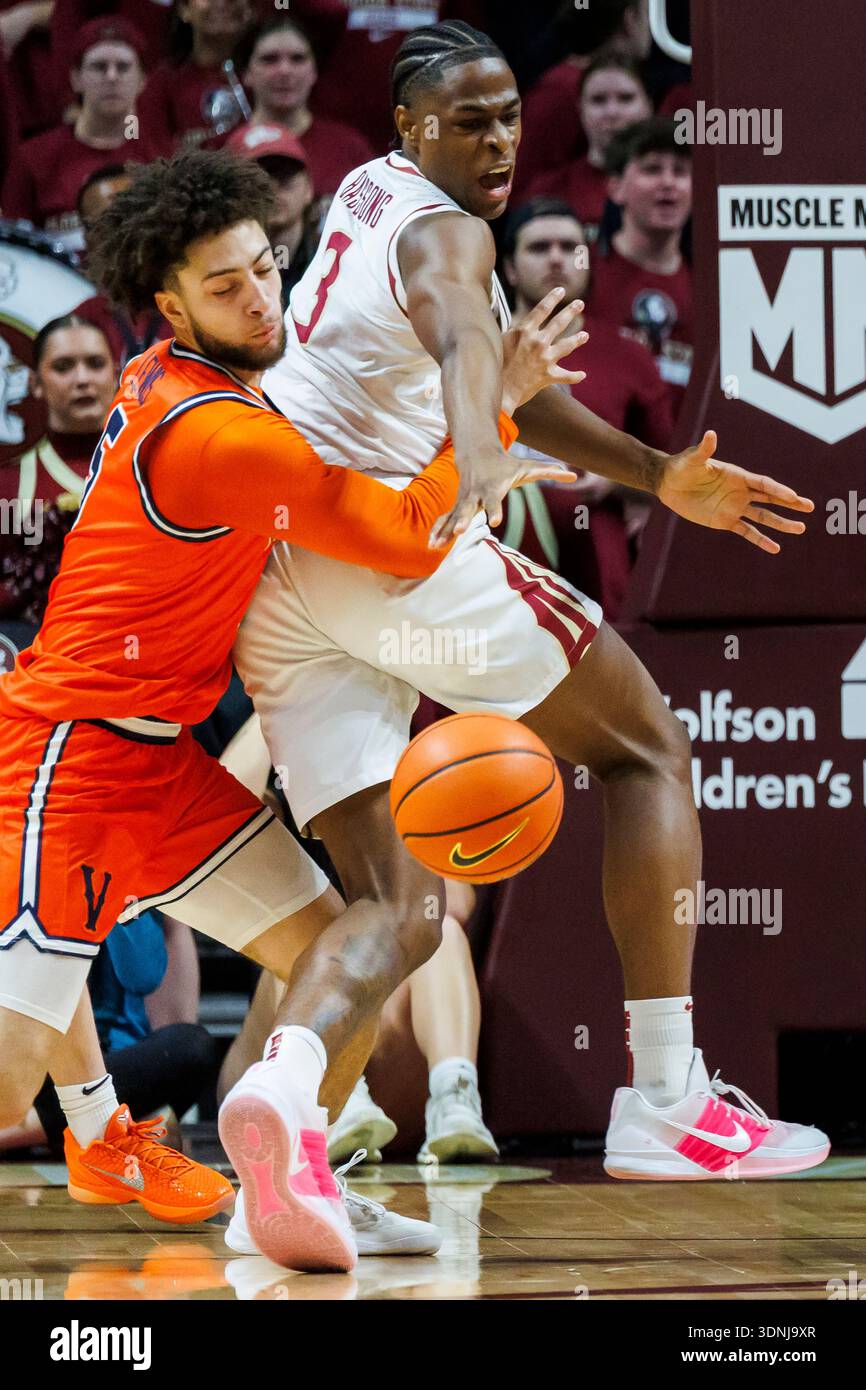 Florida State guard Thomas Bassong (3) has the ball stripped by ...