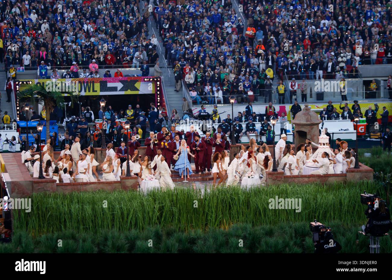 February 08, 2026 Lady Gaga performs during halftime of the NFL Super ...