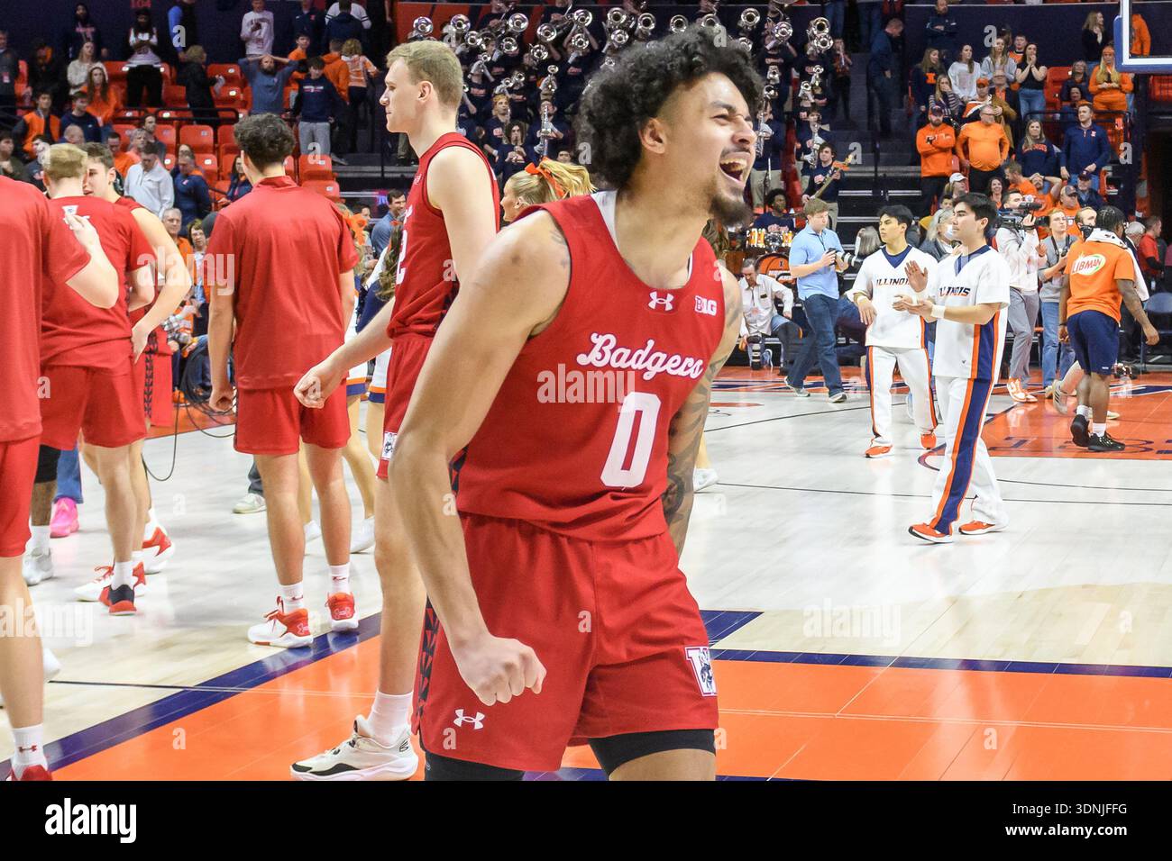 Wisconsin's Braeden Carrington celebrates an overtime win over Illinois ...