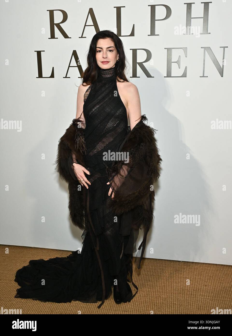 Anne Hathaway attends the Ralph Lauren Fall/Winter 2026 fashion show as ...