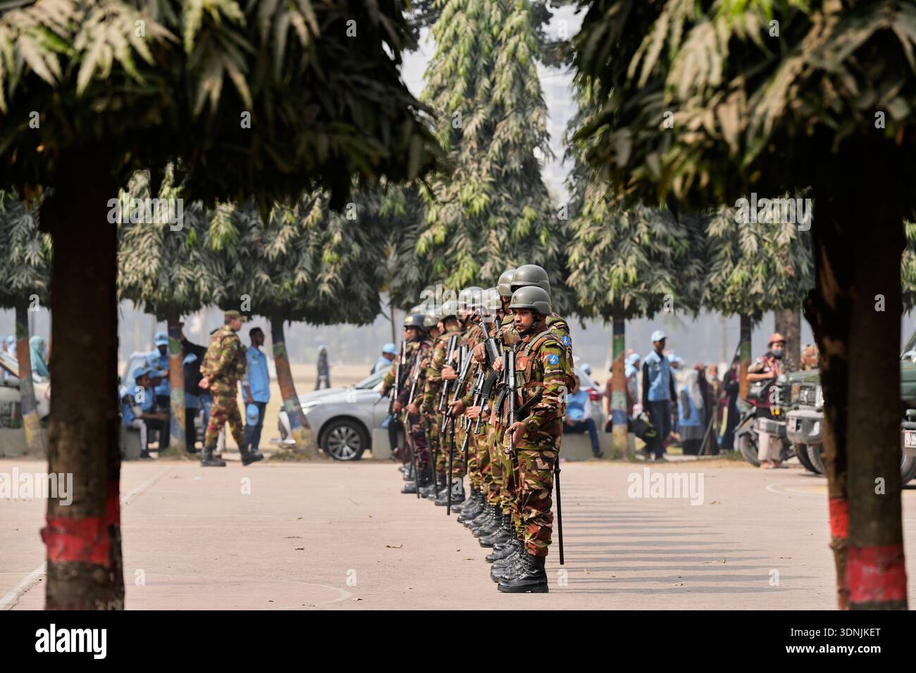 Bangladesh army personnel assemble at Dhaka Residential Model college ...