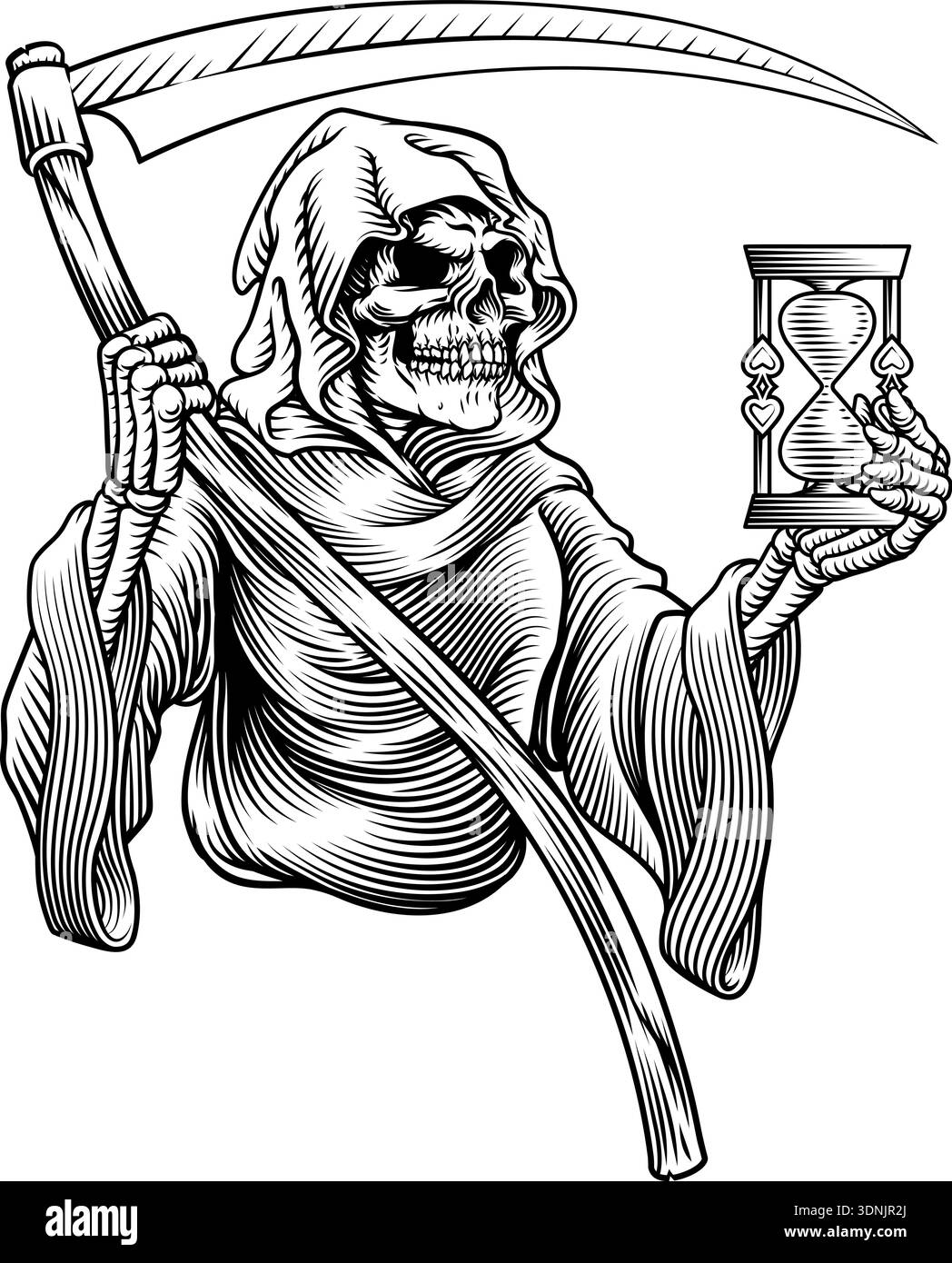 Grim Reaper Death Skeleton Vintage Woodcut Style Stock Vector Image ...