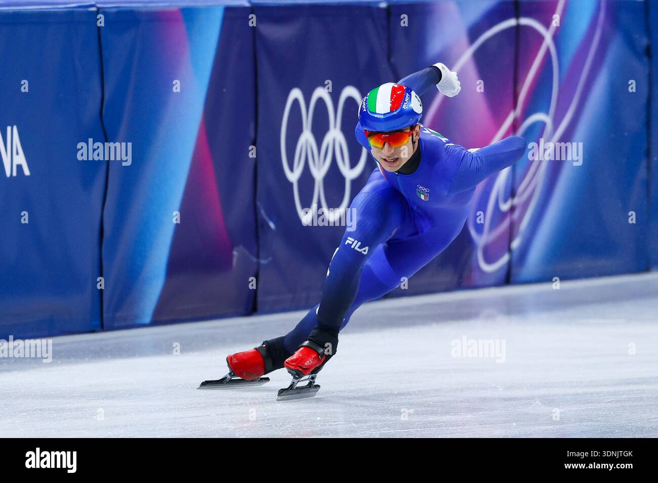 Pietro Sighel of Italy competes during the Short Track Speed Skating ...