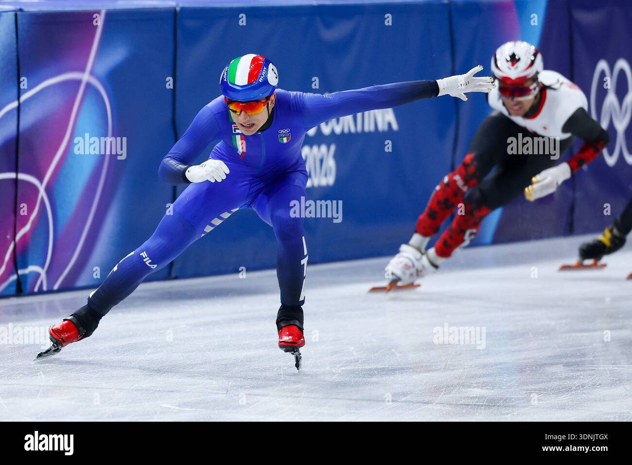 Pietro Sighel of Italy competes during the Short Track Speed Skating ...