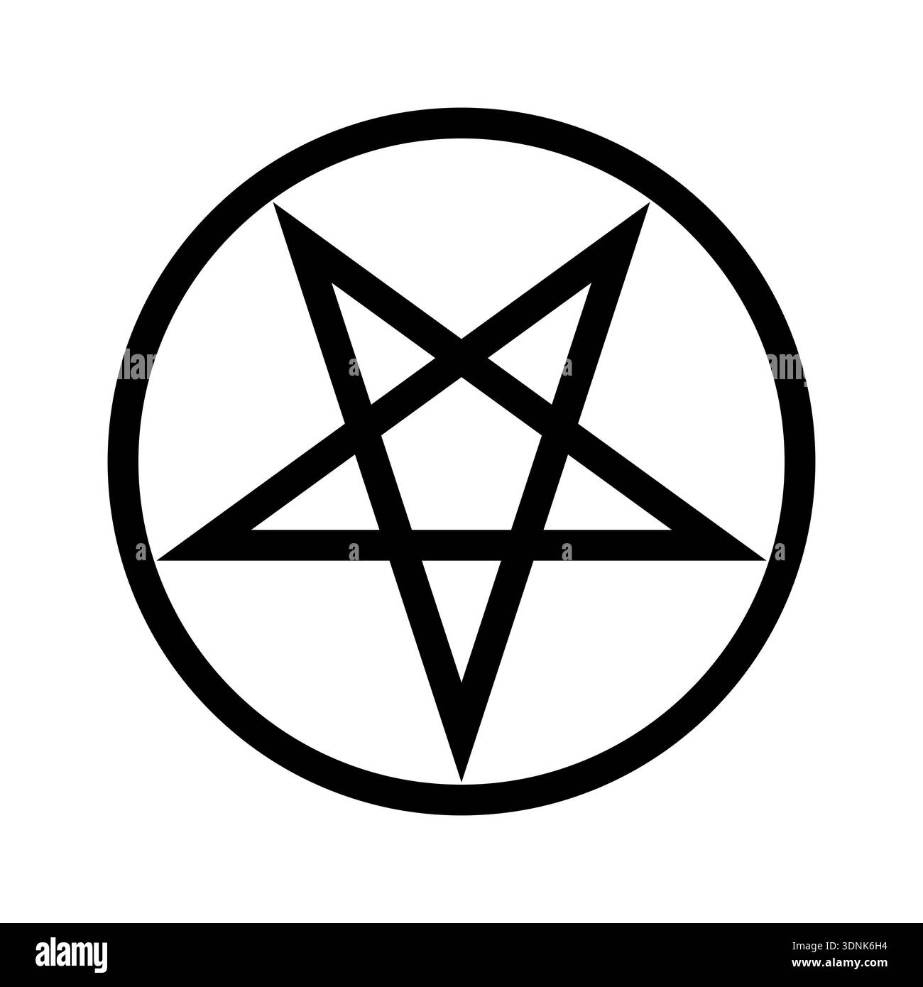 Inverted pentagram circumscribed by a circle pentacle Black and White ...