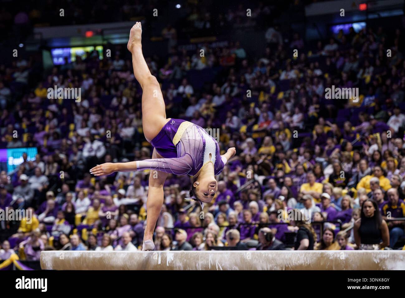 LSU gymnast Kylie Coen performs on the balance beam during an NCAA ...