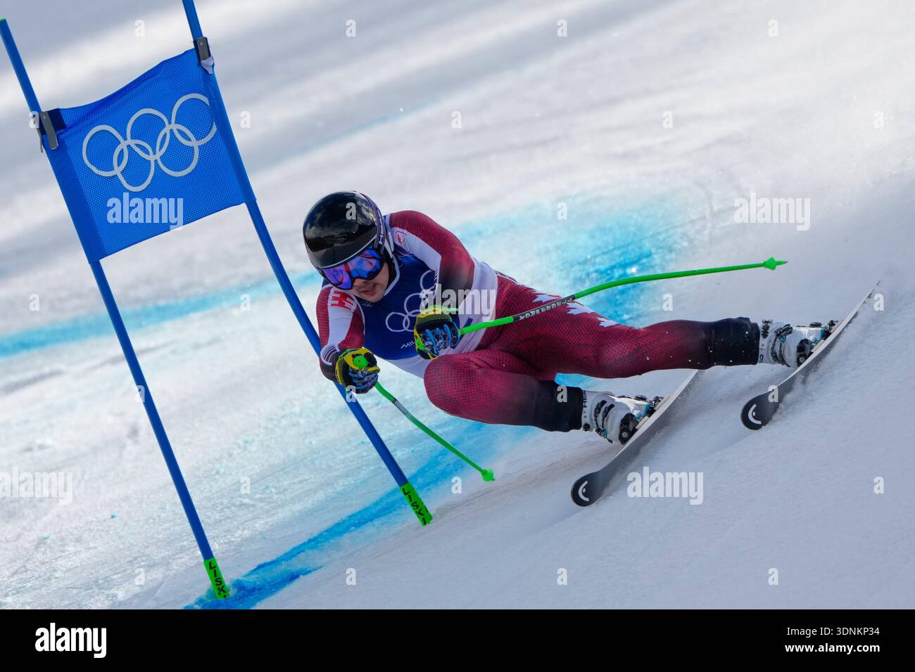 Canada's James Crawford speeds down the course, during a men's super-G ...