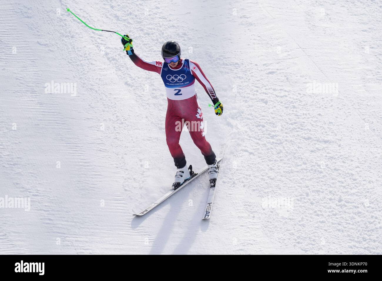 Canada's James Crawford celebrates at the finish area of an alpine ski ...