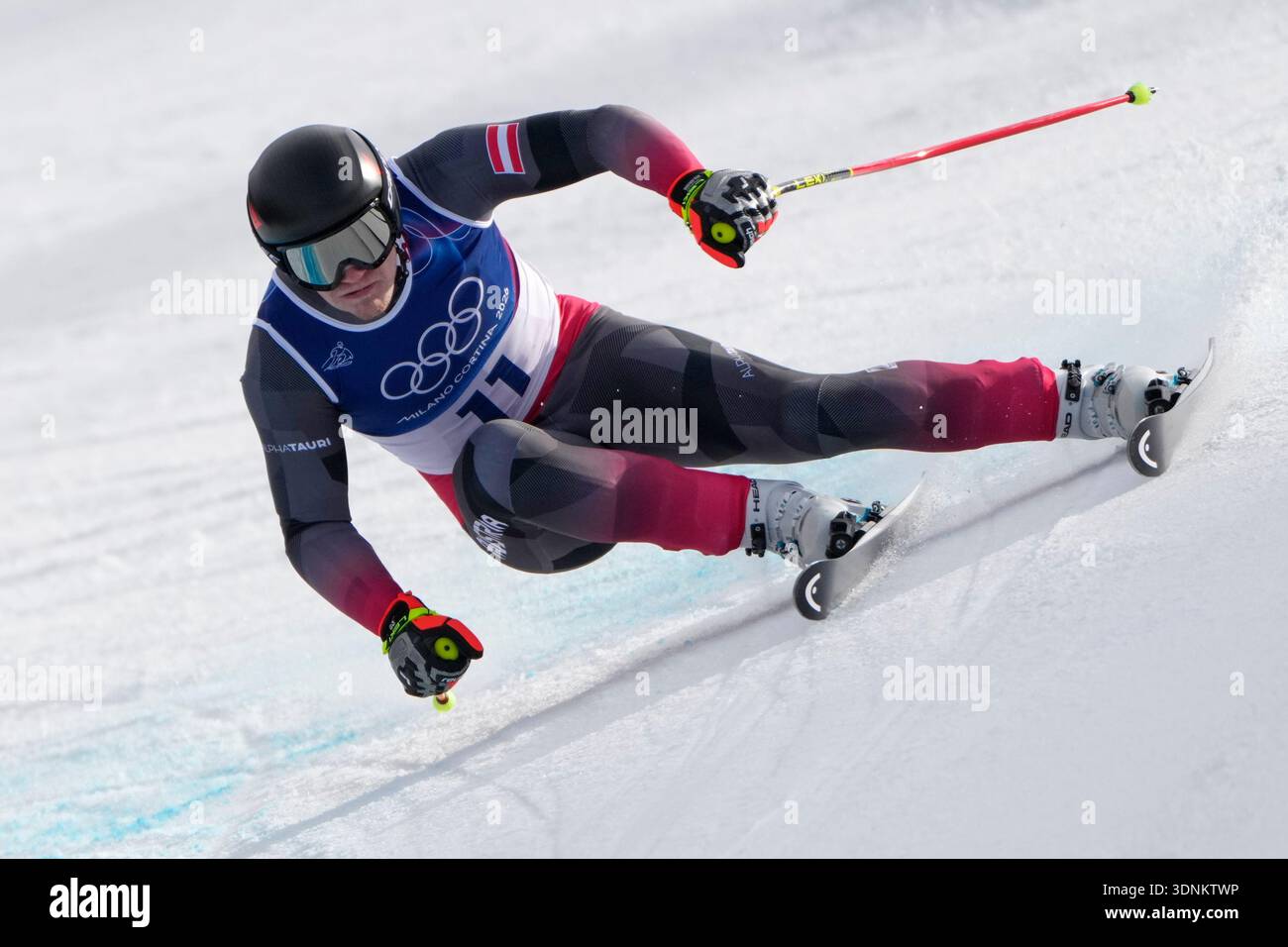 Austria's Stefan Babinsky speeds down the course, during a men's super ...