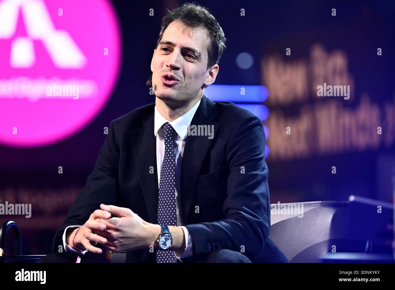 Arthur Mensch, CEO and co-founder of Mistral AI, speaks at the ...