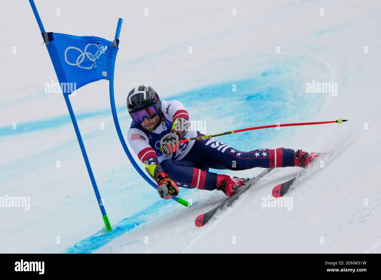United States' Kyle Negomir speeds down the course, during a men's ...