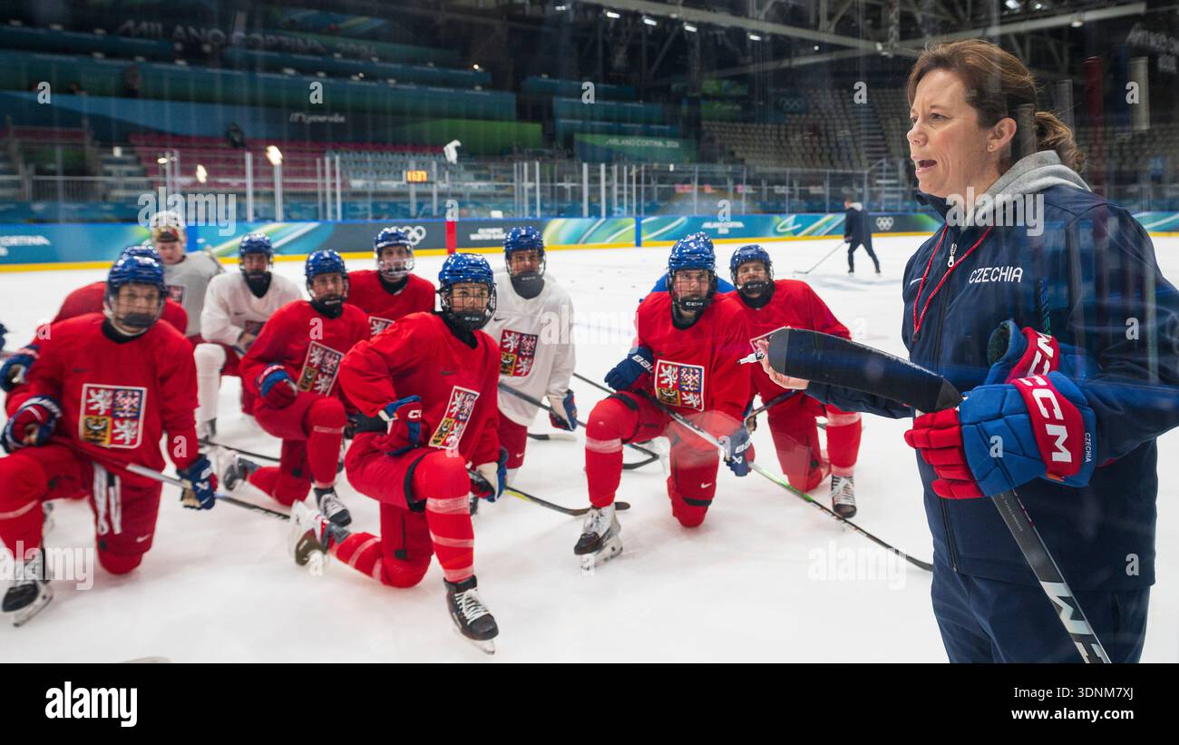 Czech coach Carla Rae MacLeod in action during the training session at ...