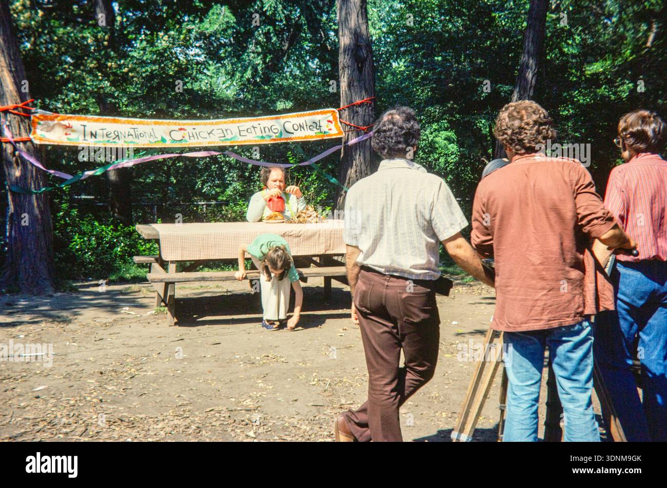 Film crew filming the "International Chicken Eating Contest" scene for ...
