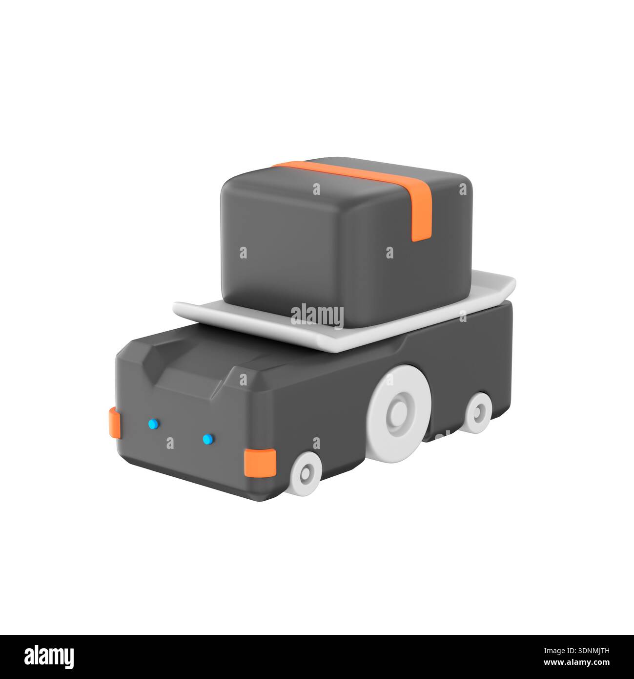3D icon illustration of an automated guided vehicle (AGV) carrying a ...
