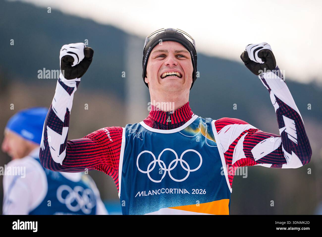 Johannes Lamparter, of Austria, poses after winning the silver medal in ...