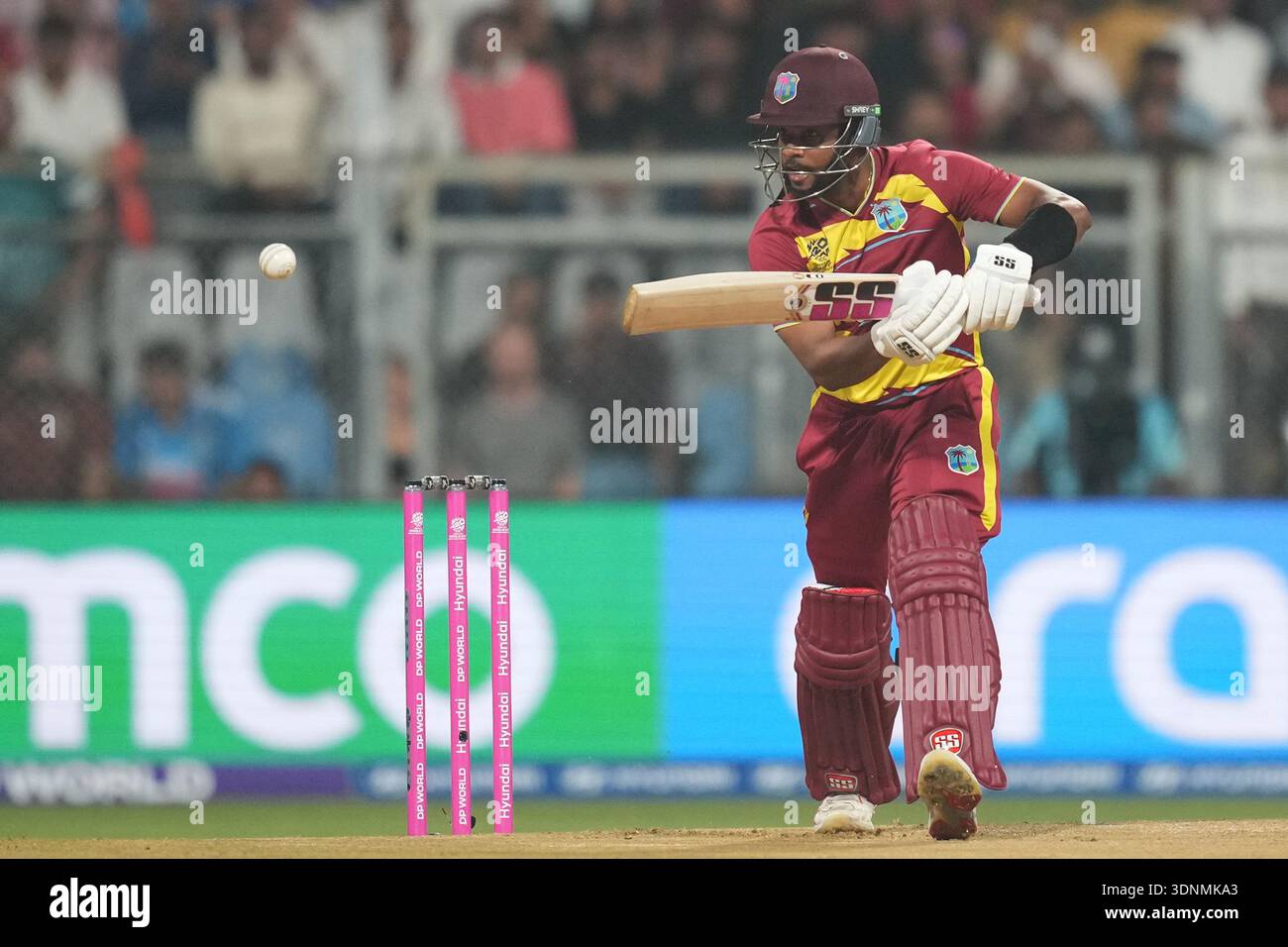 West Indies' Brandon King plays a shot during the T20 World Cup cricket ...