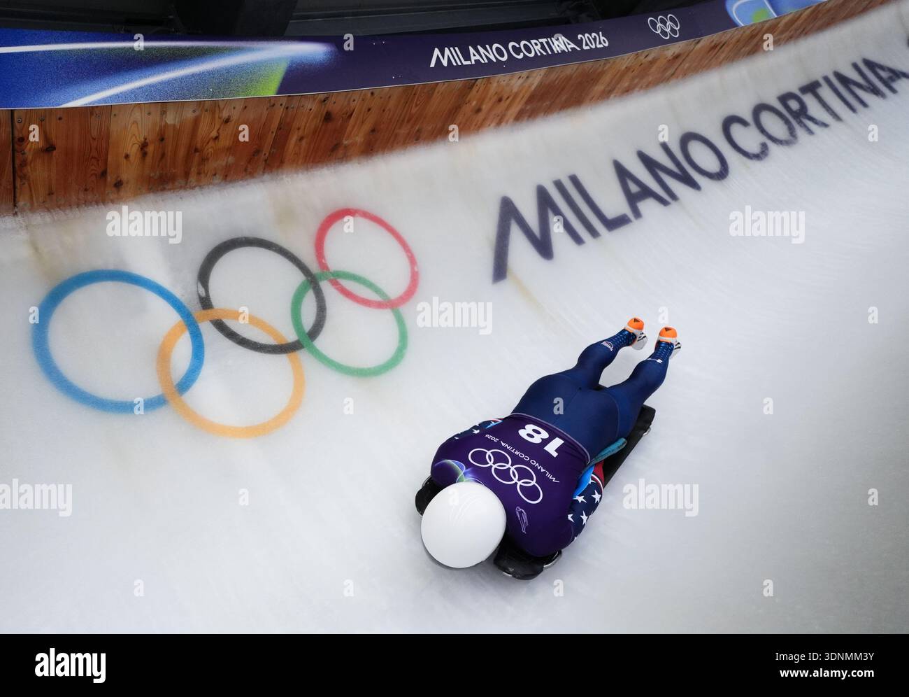USA's Daniel Barefoot during the Men's Skeleton Training at the Cortina ...