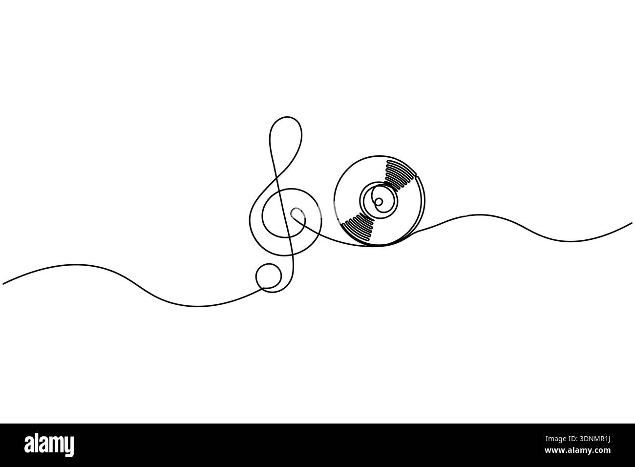 Minimalist music symbols and treble clef continuous line drawing Stock ...