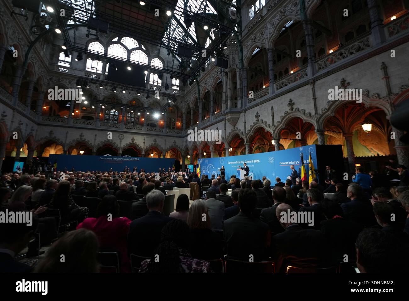 French President Emmanuel Macron speaks during the European Industry ...