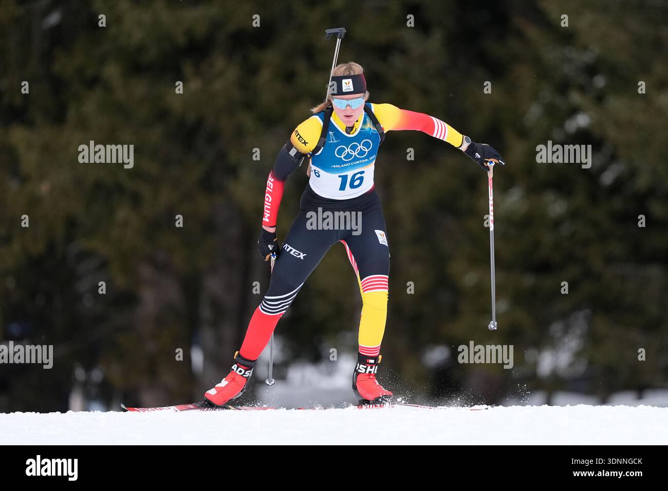 Maya Cloetens, of Belgium, competes in the women's 15-kilometer ...