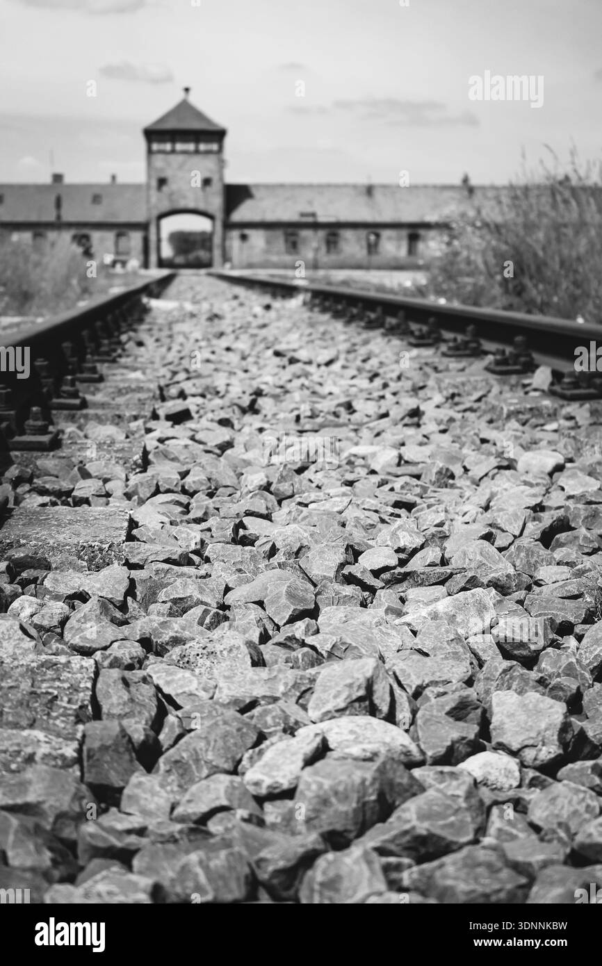 Gate to concentration camp Auschwitz, Oswiecim. Entrance to Auschwitz ...
