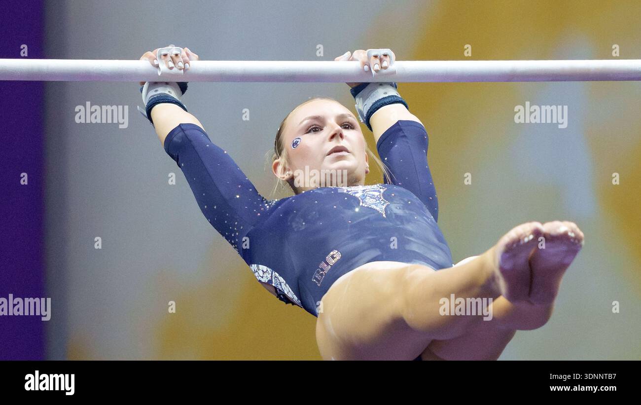 Penn State gymnast Jessica Johanson performs on the uneven bars during ...