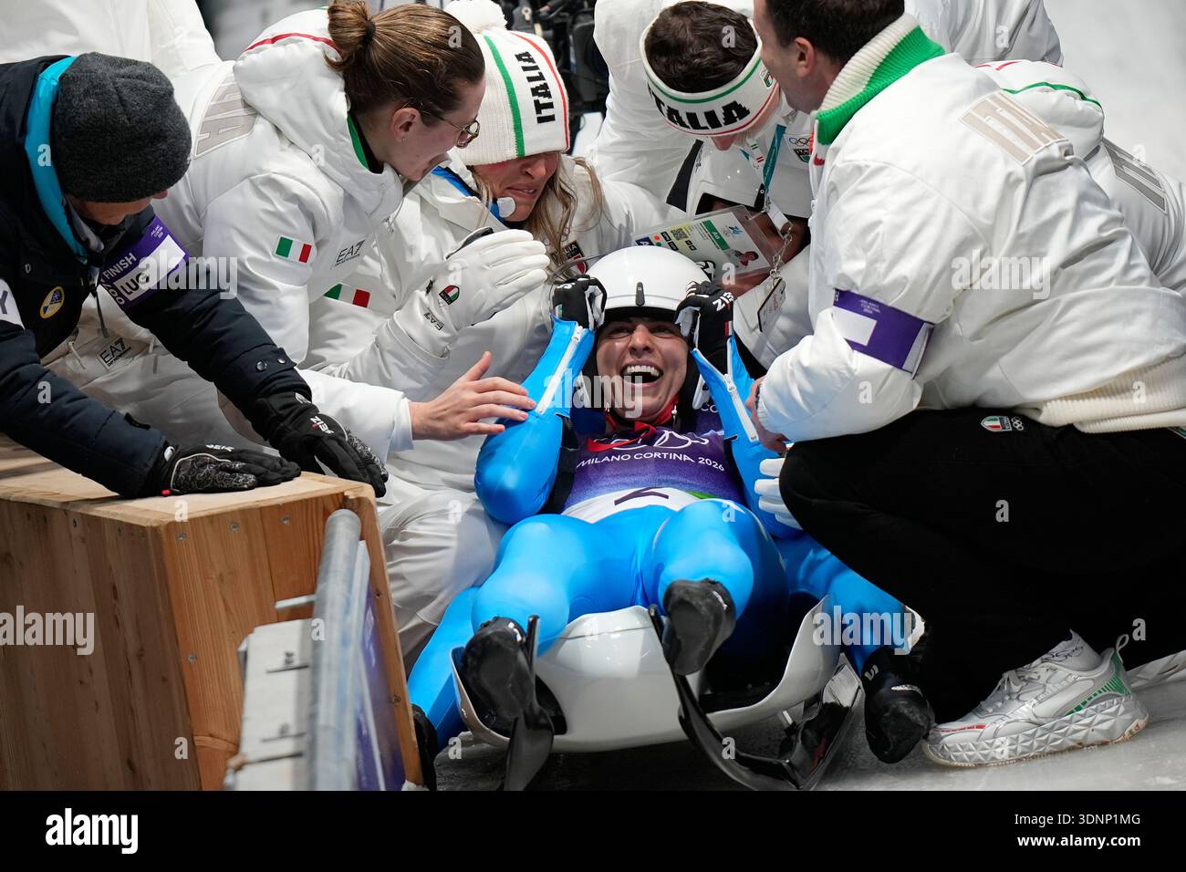 Italy's gold medalists Andrea Voetter and Marion Oberhofer celebrate as ...