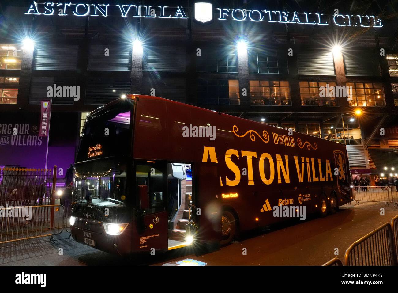 Aston Villa bus before the Premier League match at Villa Park ...