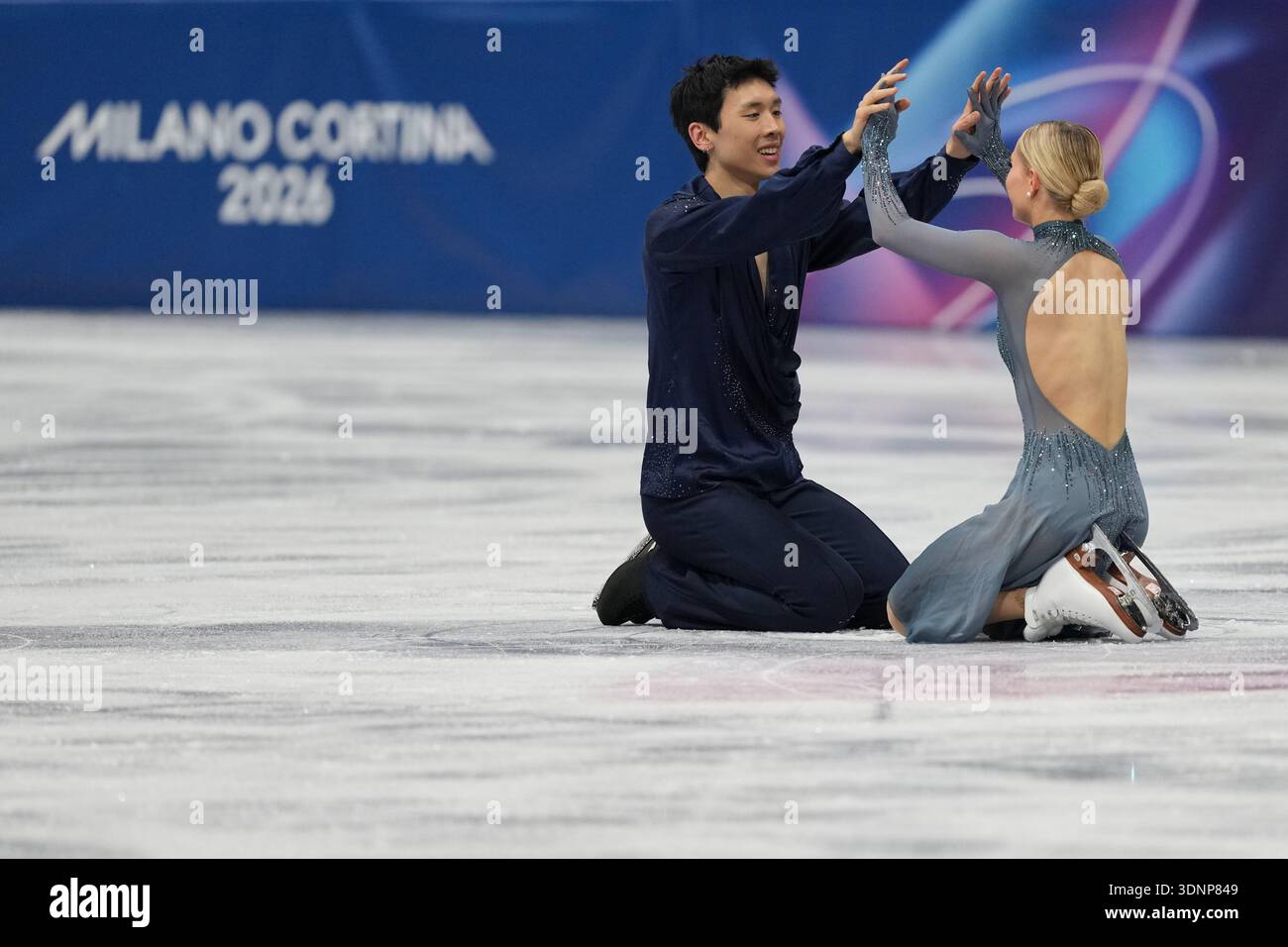 Holly Harris and Jason Chan of Australia compete during the ice dancing ...